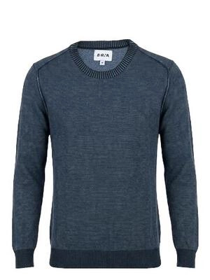 BERNA Crew Neck Long Sleeve Cotton Sweater - Blue