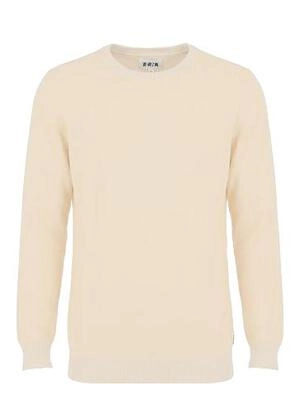 BERNA BERNA Crew Neck Long Sleeve Cotton Sweater Ivory