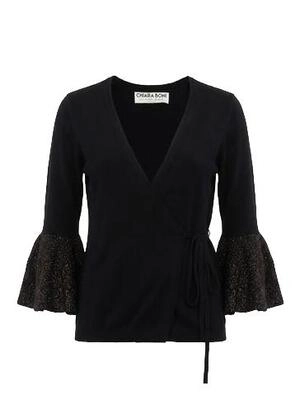 Chiara Boni La Petite Robe Wrap Cardigan With Bell Sleeves - Black