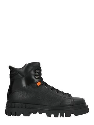 Santoni Pebbled Leather Lace-up Ankle Boots - Black