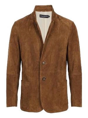 STREET LEATHERS Camel Suede Single-breasted Blazer - Beige