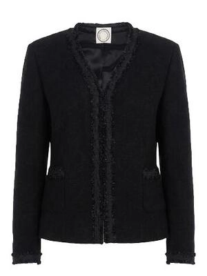 INES DE LA FRESSANGE PARIS Wool Bouclé Jacket With Fringes - Black