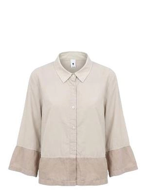 European Culture Cotton And Cupro Woven Top - Beige