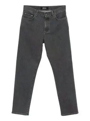 Zegna Logo Patch Straight-leg Jeans - Grey