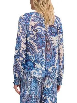 OUI Paisley Print Tie-neck Blouse - Blue
