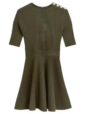 Ted Baker London Ribbed-knit Skater Mini Dress - Green