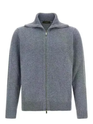 ZANONE Virgin Wool Zip-up Cardigan - Blue