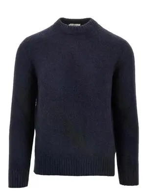 PIACENZA CASHMERE 1733 Brushed Texture Crew Neck Sweater - Blue