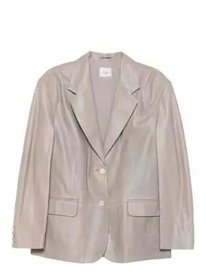 ALYSI Leather Single-breasted Jacket - Grey
