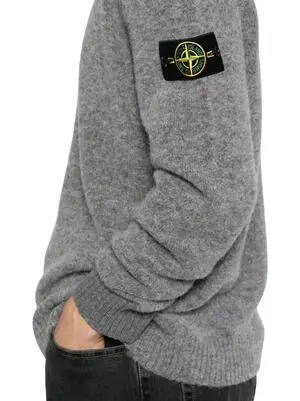 Stone Island Logo Patch Knit Sweater - Grey