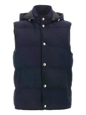 Eleventy Eleventy Hooded Cashmere Gilet Blue
