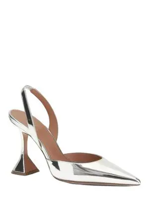 Amina Muaddi Holli Slingback Heeled Pumps - Silver