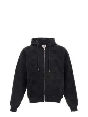Casablanca Monogram Zip-up Hoodie - Black