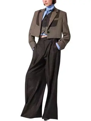 MSGM Pleated Wide-leg Trousers - Brown