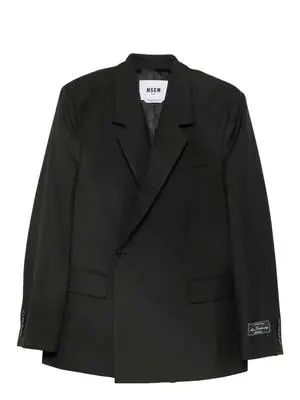 MSGM Logo-patch Double-breasted Blazer - Black