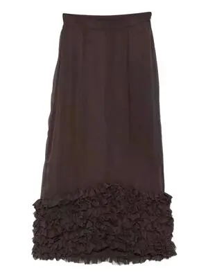 MSGM Ruffled Trim Midi Skirt - Brown
