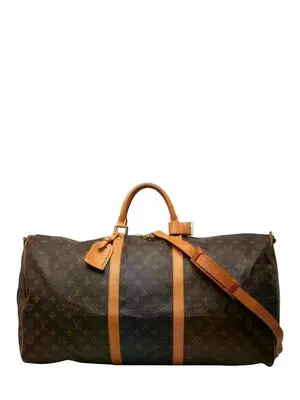 LOUIS VUITTON Monogram Keepall Bandouliere 60 Travel Bag - Brown