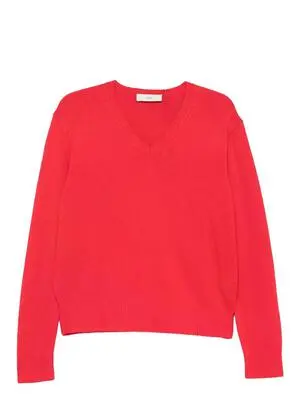 DUNST Fine Knit V-neck Sweater - Red