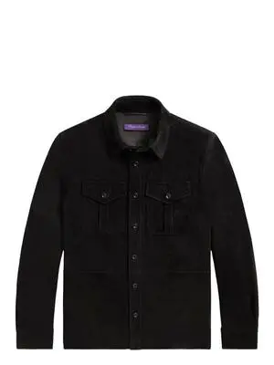 Ralph Lauren Purple Label Suede Cargo Jacket - Black