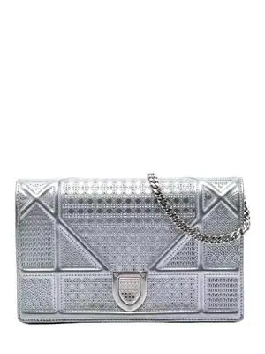 DIOR Christian Dior Metallic Patent Microcannage Diorama Wallet On Chain Crossbody Bag