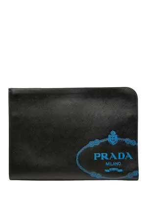 PRADA Prada Saffiano Leather Clutch Bag With Logo Detail