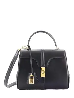 Celine 16 Top Handle Bag Smooth Calfskin Small Satchel - Black