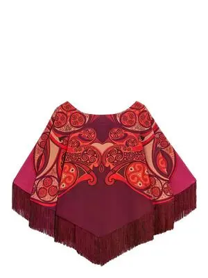 La DoubleJ La DoubleJ Mini Poncho With Fringe Detailing Red