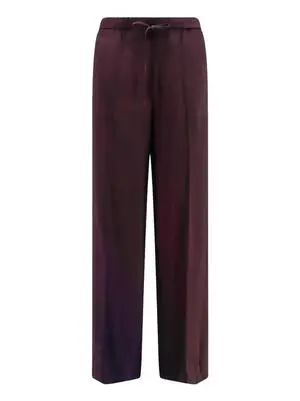 Vince Vince Drawstring Waist Satin Wide Leg Trousers Purple