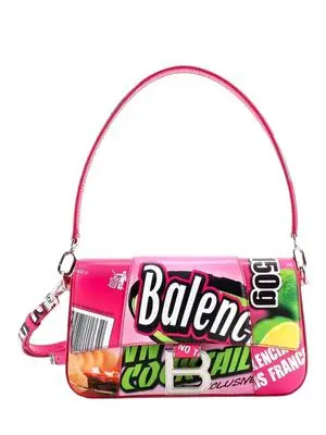 Balenciaga Hourglass Sling Convertible Printed Leather Small Shoulder Bag - Pink