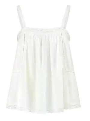 ELEH Lace-trim Pleated Tank Top - White