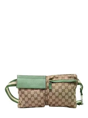 Gucci Gucci GG Canvas Web Double Pocket Belt Bag Green