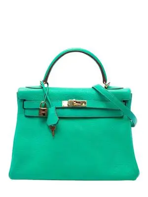 Hermès Clemence Kelly Ii Retourne 32 Satchel - Green