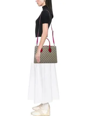 Gucci Gg Supreme Convertible Top Handle Bag Satchel - Neutrals