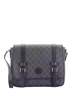 Gucci Gg Coated Canvas Messenger Bag - Black