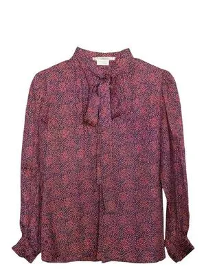 SAINT LAURENT Saint Laurent Printed Silk Pussy-Bow Blouse