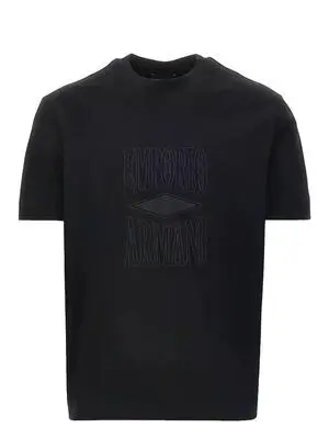 Emporio Armani Logo-embroidered T-shirt - Black