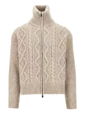 PIACENZA CASHMERE 1733 Cable-knit Zip-up Cardigan - Neutrals