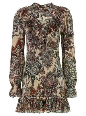 Farm Rio FARM Rio Tapestry Ruffled Smocked Dress Multicolour