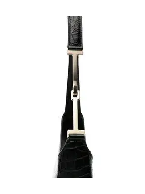 TOM FORD Crocodile-effect Leather Shoulder Bag - Black