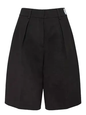RE CODE Pleated Frayed-Edge Shorts