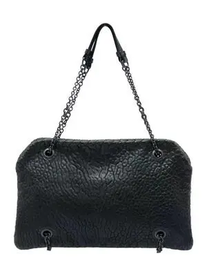 Bottega Veneta Textured Leather Whipstitch Shoulder Bag - Black