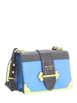Prada Cahier Leather And Saffiano Leather Small Crossbody Bag - Black