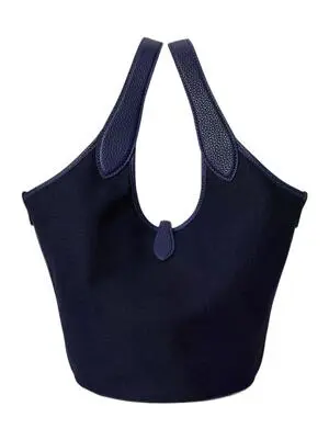 Polo Ralph Lauren Canvas Tote Bag With Leather Trim And Logo Embroidery - Blue