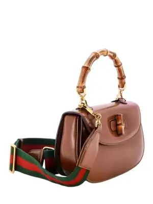 Gucci Bamboo 1947 Top Handle Bag Leather Small Satchel - Brown