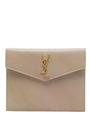 Saint Laurent Grain De Poudre Pouch Clutch Bag - Neutrals