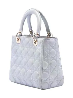 Dior Christian Dior Lambskin Cannage Lady Dior Satchel Grey