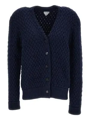 Bottega Veneta Bottega Veneta Cable Knit Cardigan Blu