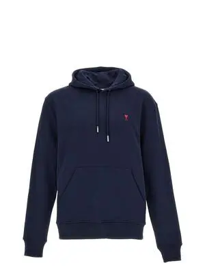 AMI Paris FELPA CON CAPPUCCIO RED AMI DE COEUR Blu