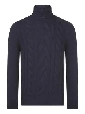 GRAN SASSO Cable Knit Turtleneck Sweater - Blue