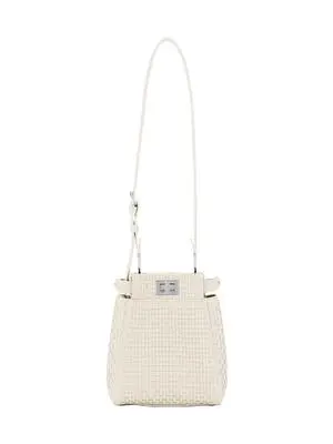 Fendi Fendi My Peekaboo Woven Calfskin Bag Beige